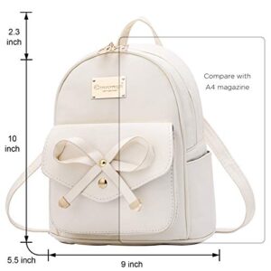 I IHAYNER Girls Bowknot Cute Leather Backpack Mini Backpack Purse for Women