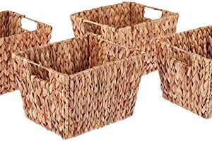 Trademark Innovations Hyacinth Storage Basket with Handles, Rectangular (Set of 4, 11.5")