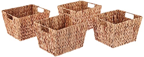 Trademark Innovations Hyacinth Storage Basket with Handles, Rectangular (Set of 4, 11.5")