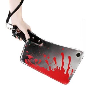 chrome bloody cleaver clutch purse kreepsville horror refelective handbag