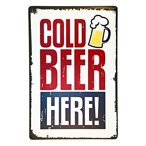 New Deco Cold Beer Here Vintage Retro Rustic Metal Tin Sign Pub Wall Deor Art 8x12 Inches (20x30cm)