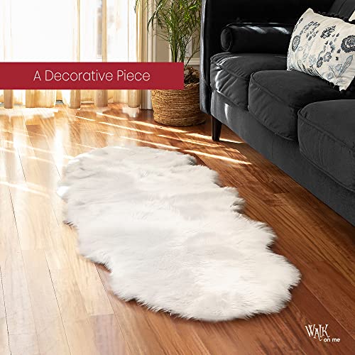 Silky Soft Faux Fur Rug, 2 ft. x 6 ft. White Fluffy Rug, Sheepskin Area Rug, Shaggy Rug for Living Room, Bedroom, Kid's Room, or Nursery, Home Décor Accent, Machine Washable with Non-Slip Backing