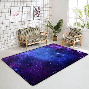 My Little Nest Universe Galaxy Purple Sky Stars Custom Area Rug 4'10" x 6'8" Lightweight Modern Floor Mat Non-Slip Indoor Outdoor Decor Soft Carpet for Bedroom Living Dining Room