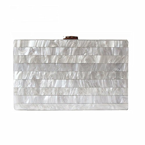 Dirmmis Brand Fashion Woman Evening Bags New Marble Solid Party Clutch Elegant Wedding Wallet Luxury Acrylic Handbag, White