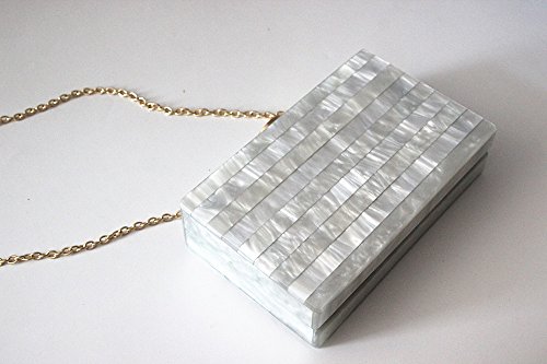 Dirmmis Brand Fashion Woman Evening Bags New Marble Solid Party Clutch Elegant Wedding Wallet Luxury Acrylic Handbag, White