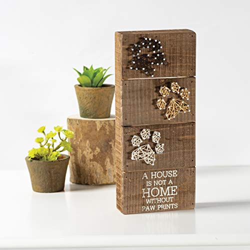 Primitives by Kathy String Art Box Sign, 5" x 12", A House is Not a Home Without Paw Prints