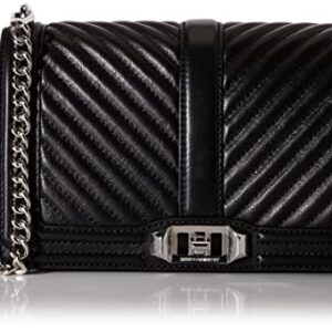 Rebecca Minkoff womens Chevron Quilted Love Crossbody Handbag, Black/Silver, One Size US