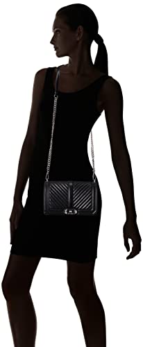 Rebecca Minkoff womens Chevron Quilted Love Crossbody Handbag, Black/Silver, One Size US