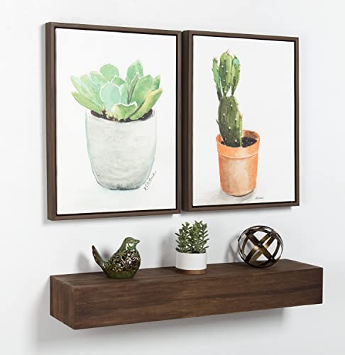 Kate and Laurel Boxx Floating Wooden Wall Mantel Shelf, 36 Inches, Rustic Brown