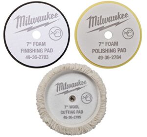 polishing and finishing pad kit 49-36-2783, 49-36-2784, 49-36-2785 for milwaukee m18 polisher (2738) 7″ inch – new