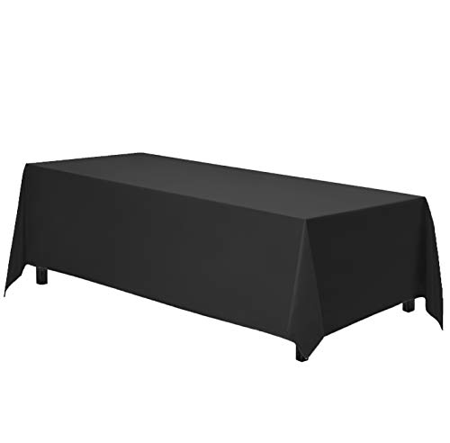 Gee Di Moda Rectangle Tablecloth | 90 x 156 Inch - Black Rectangular Table Cloth for 8 Foot Table in Washable Polyester | Great for Buffet Table, Parties, Holiday Dinner, Wedding & Baby Shower