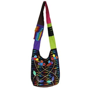 razor cut cotton handcrafted patch hobo bag multi color