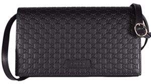 gucci women’s leather micro gg guccissima mini crossbody wallet bag purse (black)