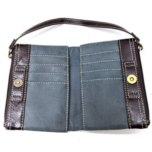 CHALA Double Zip Wallet - PU Leather Folding Wristlet - Indigo -