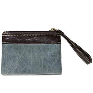 CHALA Double Zip Wallet - PU Leather Folding Wristlet - Indigo -