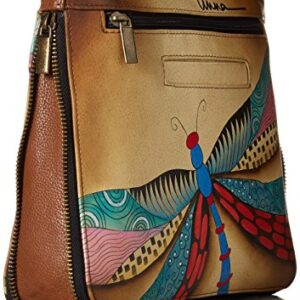 Anna by Anuschka womens Hand Painted Women's Extendable Anna Anuschka Women s Leather Expandable Crossbody Dancing Dragonfly, Dancing Dragonfly, One Size US