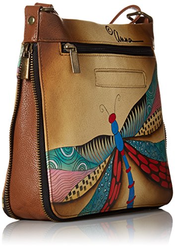 Anna by Anuschka womens Hand Painted Women's Extendable Anna Anuschka Women s Leather Expandable Crossbody Dancing Dragonfly, Dancing Dragonfly, One Size US