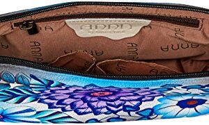 Anna by Anuschka Hand Painted Leather Women's Mini Wide Crossbody, Summer Bloom Blue