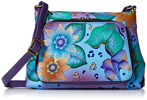 Anna by Anuschka womens Crossbody Organizer Bag - Genuine Leather, Tropical Safari, One Size US