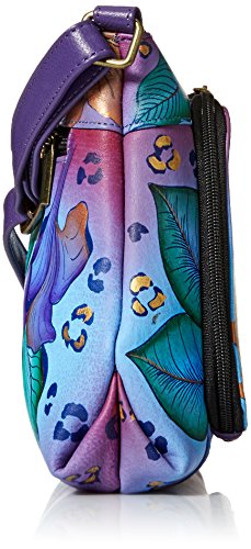 Anna by Anuschka womens Crossbody Organizer Bag - Genuine Leather, Tropical Safari, One Size US