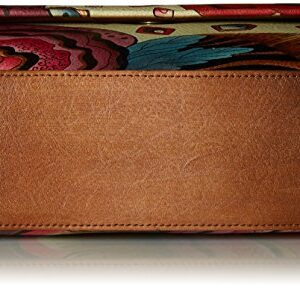 Anna by Anuschka womens Anna Anuschka Painted Leather Women's Flap Crossbody Organizer cross body handbags, Teal Blue-tribal Potpourri, One Size US