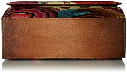 Anna by Anuschka womens Anna Anuschka Painted Leather Women's Flap Crossbody Organizer cross body handbags, Teal Blue-tribal Potpourri, One Size US