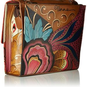 Anna by Anuschka womens Anna Anuschka Painted Leather Women's Flap Crossbody Organizer cross body handbags, Teal Blue-tribal Potpourri, One Size US