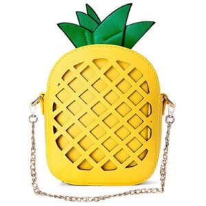 yuboo women’s pineapple purse, summer girl‘s yellow crossbody shoulder bag for hawaiian& tropical party decorations