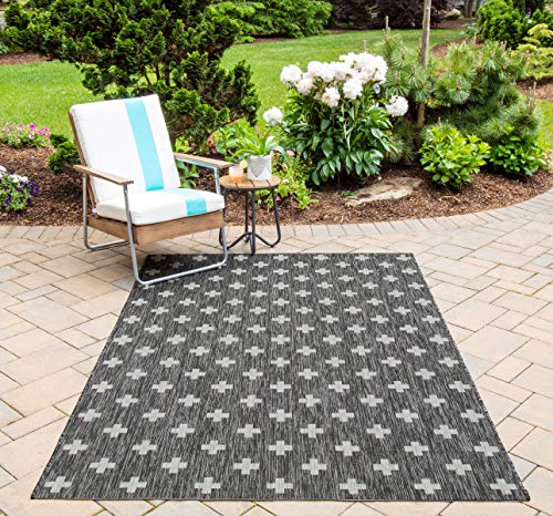 Novogratz by Momeni Villa Collection Umbria Indoor/Outdoor Area Rug, Charcoal, 2'7" x 7'6" Size Mat for Living Room, Bedroom, Dining Room, Nursery, Hallways, and Home Office