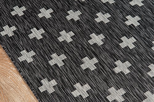 Novogratz by Momeni Villa Collection Umbria Indoor/Outdoor Area Rug, Charcoal, 2'7" x 7'6" Size Mat for Living Room, Bedroom, Dining Room, Nursery, Hallways, and Home Office