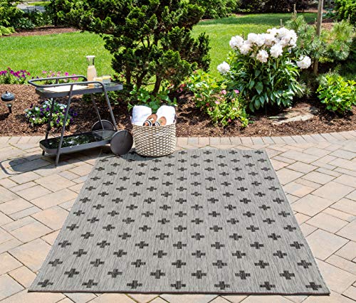 Novogratz by Momeni Villa Umbria Indoor Outdoor Rug, 6'7" x 9'6", Grey