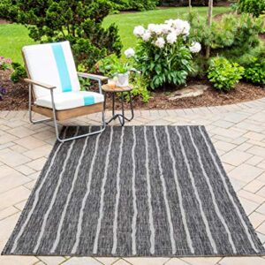 Novogratz Villa Collection Sicily Indoor/Outdoor Area Rug, 5'3" x 7'6", Charcoal