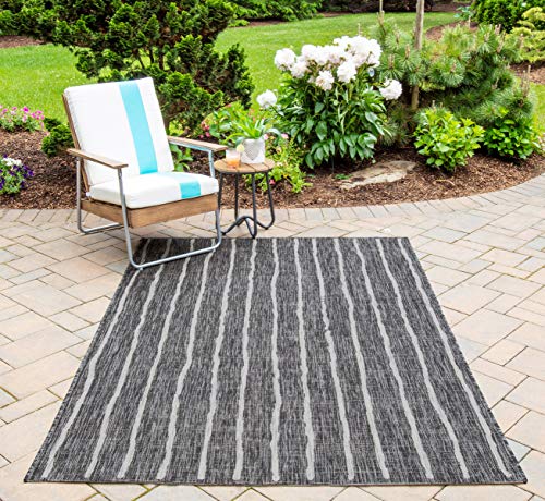 Novogratz Villa Collection Sicily Indoor/Outdoor Area Rug, 5'3" x 7'6", Charcoal