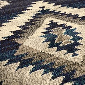 Expressions South West Native American Indian Runner Area Rug Turquoise Beige Grey Blue Purple Storm Blue Design 1033 (2 Feet 2 Inch X 7 Feet)