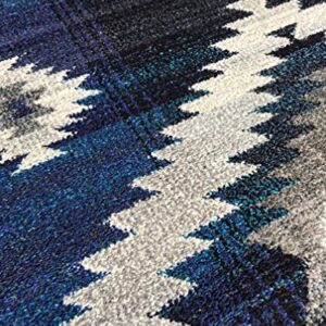 Expressions South West Native American Indian Runner Area Rug Turquoise Beige Grey Blue Purple Storm Blue Design 1033 (2 Feet 2 Inch X 7 Feet)