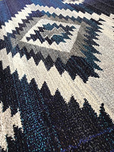 Expressions South West Native American Indian Runner Area Rug Turquoise Beige Grey Blue Purple Storm Blue Design 1033 (2 Feet 2 Inch X 7 Feet)