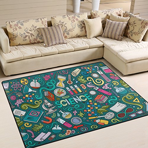 ALAZA Cartoon Science Theme Area Rug Home Decorative Shaggy Rug Living Room Bedroom Floor Carpet Mat 80x58 Inches