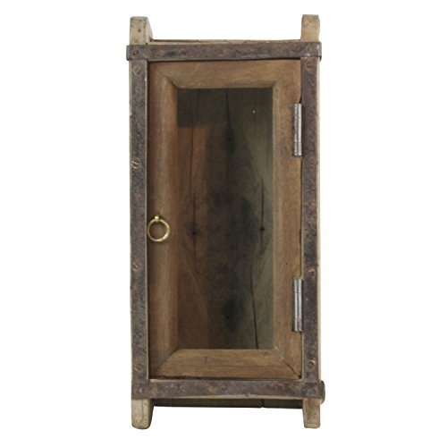 MY SWANKY HOME Vintage Wood Brick Mold Shadow Box Cabinet| Wall Shelf Door Hanging Rustic