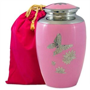 trupoint memorials cremation urns for human ashes – decorative urns, urns for human ashes female & male, urns for ashes adult female, funeral urns – butterfly pink, large