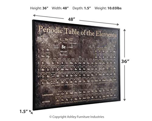 Signature Design by Ashley Marja Vintage Framed Perodic Table Canvas Wall Art, 48 x 36, Black