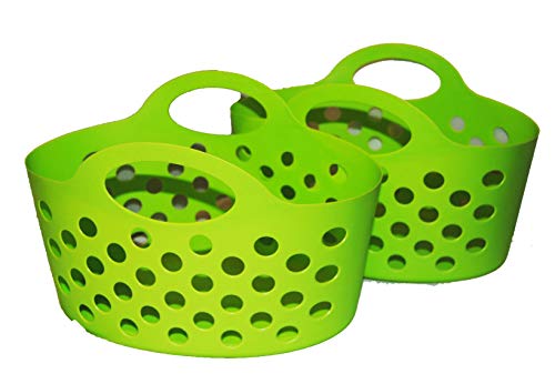 Flexible Plastic Basket Totes 2 pack (Green)