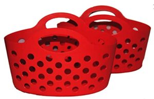 flexible plastic basket totes 2 pack (red)