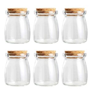 magic season decorative glass bottles with cork stopper (3.3 oz. pudding bottles / 6 pcs)