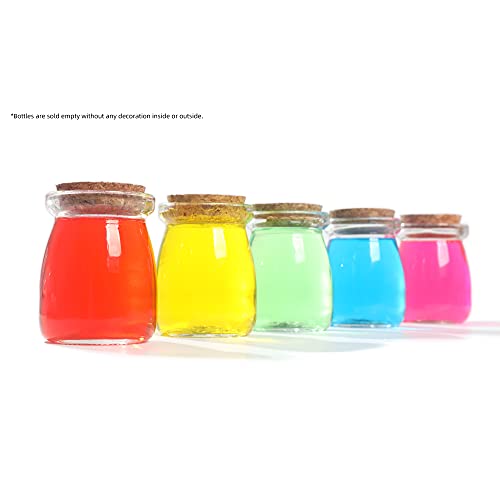 Magic Season Decorative Glass Bottles with Cork Stopper (3.3 oz. Pudding Bottles / 6 Pcs)