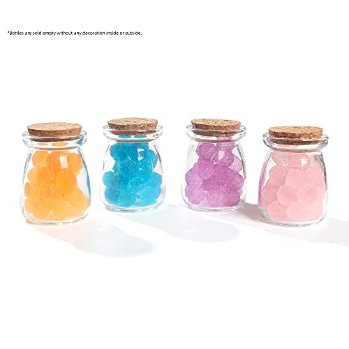 Magic Season Decorative Glass Bottles with Cork Stopper (3.3 oz. Pudding Bottles / 6 Pcs)