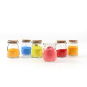 Magic Season Decorative Glass Bottles with Cork Stopper (3.3 oz. Pudding Bottles / 6 Pcs)