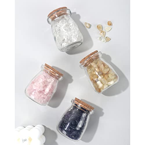 Magic Season Decorative Glass Bottles with Cork Stopper (3.3 oz. Pudding Bottles / 6 Pcs)