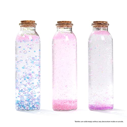 Magic Season Decorative Glass Bottles with Cork Stoppers (12 fl oz. Round Bottles / 2 Pcs)