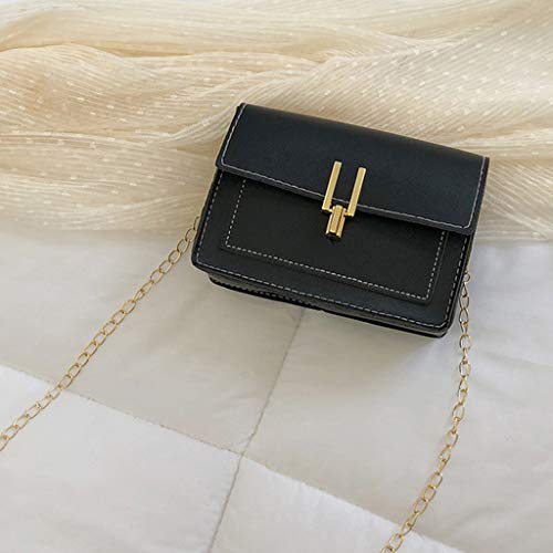 GuangYuan New Bags,Fashion Women Hasp Solid Color Chain Shoulder Bags Messenger Bag Phone Bag(Black,One Size)