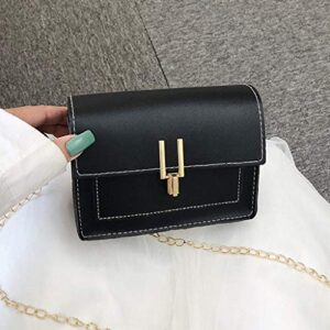 GuangYuan New Bags,Fashion Women Hasp Solid Color Chain Shoulder Bags Messenger Bag Phone Bag(Black,One Size)